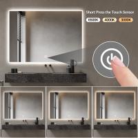 China Acrylic Frame Smart Touch LED Demister Mirror 110-240V Rectangle Bathroom Mirror for sale