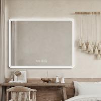 China Rectangular Front LED Bathroom Mirror 60x80cm Aluminum Frame Anti-Fog Demister for sale