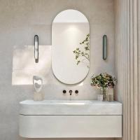 China Frameless Pill Shaped Wall Mirror 5mm HD Copper Free Silver Mirror Without Light for sale