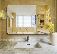China Contemporary Round Corner Square Frameless Mirror 5mm Copper Free Anti Oxidant Polished Edge 600x1000mm for sale