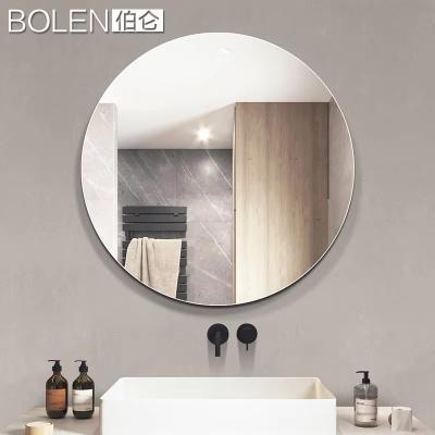 China Classic Large Round Frameless Wall Mirror 5mm Copper Free HD Glass Pencil Edge 800mm for sale