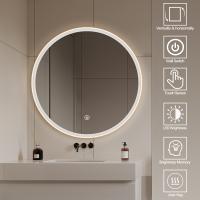 China Round LED Anti Fog Bathroom Mirror IP44 Waterproof 80cm Dimmable Touch Switch for sale