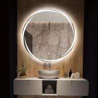 China 5mm Hotel Mirrors Wall Mounted Round Lighted Vanity Bathroom Mirror for sale