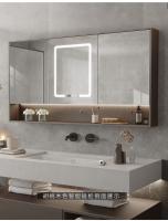 China Solid Wood Bathroom Vanity Set 110-140cm with LED Mirror Cabinet Custom Size for sale