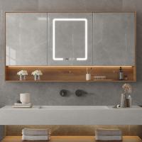 China Solid Wood Bathroom Vanity Set 110-140cm with LED Mirror Cabinet Custom Size for sale