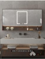 China Solid Wood Bathroom Vanity Set 110-140cm with LED Mirror Cabinet Custom Size for sale