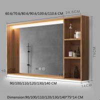 China Solid Wood Bathroom Mirror Cabinet , Mirror Jewelry Cabinet With LED Light for sale