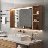 China Solid Wood Bathroom Mirror Cabinet , Mirror Jewelry Cabinet With LED Light for sale
