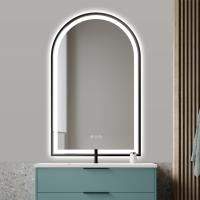 China Bolen Luxury Arch Shape Black Framed LED Bathroom Mirror 50x80cm IP54 Waterproof Smart Vanity Mirror for sale