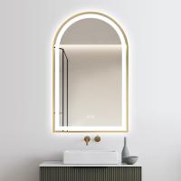 China Bolen Luxury Arch Shape Black Framed LED Bathroom Mirror 50x80cm IP54 Waterproof Smart Vanity Mirror for sale