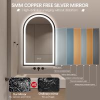 China Bolen Luxury Arch Shape Black Framed LED Bathroom Mirror 50x80cm IP54 Waterproof Smart Vanity Mirror for sale