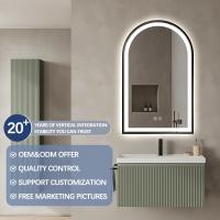 China Bolen Luxury Arch Shape Black Framed LED Bathroom Mirror 50x80cm IP54 Waterproof Smart Vanity Mirror for sale