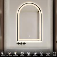China Bolen Luxury Arch Shape Black Framed LED Bathroom Mirror 50x80cm IP54 Waterproof Smart Vanity Mirror for sale