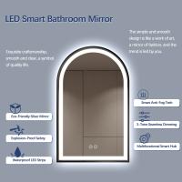 China Bolen Luxury Arch Shape Black Framed LED Bathroom Mirror 50x80cm IP54 Waterproof Smart Vanity Mirror for sale