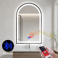 China Bolen Luxury Arch Shape Black Framed LED Bathroom Mirror 50x80cm IP54 Waterproof Smart Vanity Mirror for sale