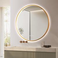 China Luxury Circular Commercial Mirrors , Round Black Framed LED Bathroom Mirror for sale