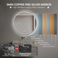 China Luxury Circular Commercial Mirrors , Round Black Framed LED Bathroom Mirror for sale