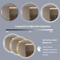 China Luxury Circular Commercial Mirrors , Round Black Framed LED Bathroom Mirror for sale
