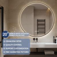 China Luxury Circular Commercial Mirrors , Round Black Framed LED Bathroom Mirror for sale