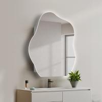 China Irregular LED Light Mirror Cabinet Wall Mounted Side Lighted with Storage Compartment White Cabinet 4mm Silver Mirror for sale