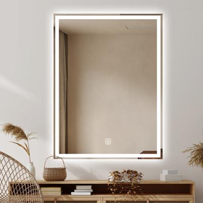 China Hotel Antifog Dimmable Bathroom Wall Mirror With Led Light for sale