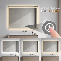 China Hotel Antifog Dimmable Bathroom Wall Mirror With Led Light for sale