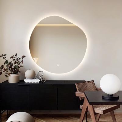 China Frameless Irregular Round LED Bathroom Mirror 110-240V IP44 Backlit for sale