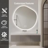 China Frameless Irregular Round LED Bathroom Mirror 110-240V IP44 Backlit for sale