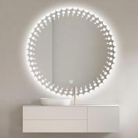 China Round Matt Edge LED Bathroom Mirror 3000-6500K Dimmable Antifog Vanity Mirror with Touch Sensor for sale