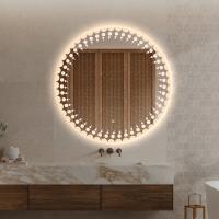 China Round Matt Edge LED Bathroom Mirror 3000-6500K Dimmable Antifog Vanity Mirror with Touch Sensor for sale