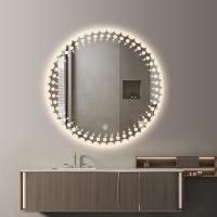 China Round Matt Edge LED Bathroom Mirror 3000-6500K Dimmable Antifog Vanity Mirror with Touch Sensor for sale