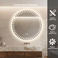 China Round Matt Edge LED Bathroom Mirror 3000-6500K Dimmable Antifog Vanity Mirror with Touch Sensor for sale