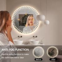 China Round Matt Edge LED Bathroom Mirror 3000-6500K Dimmable Antifog Vanity Mirror with Touch Sensor for sale