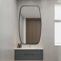China Irregular Rectangle Metal Aluminum Frame Bathroom Wall Mirror 60x80cm Custom Size for sale