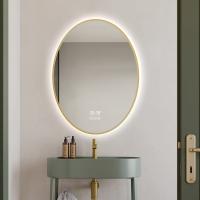 China Oval Aluminum Alloy Framed IP44 Waterproof LED Bathroom Mirror 60x80cm with Dimming Light and Anti-fog for sale