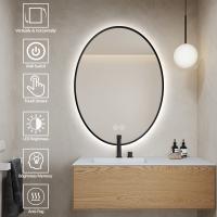 China Oval Aluminum Alloy Framed IP44 Waterproof LED Bathroom Mirror 60x80cm with Dimming Light and Anti-fog for sale