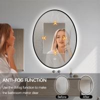 China Oval Aluminum Alloy Framed IP44 Waterproof LED Bathroom Mirror 60x80cm with Dimming Light and Anti-fog for sale