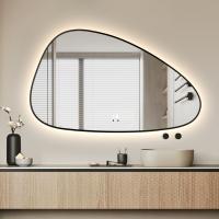 China Asymmetrical Irregular LED Backlit Dimmable Anti-fog Bathroom Mirror 80x50cm 3000K-6500K for sale