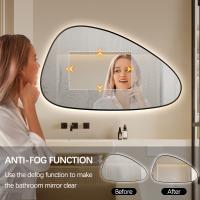 China Asymmetrical Irregular LED Backlit Dimmable Anti-fog Bathroom Mirror 80x50cm 3000K-6500K for sale