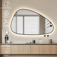China Asymmetrical Irregular LED Backlit Dimmable Anti-fog Bathroom Mirror 80x50cm 3000K-6500K for sale