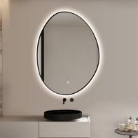 China Egg Shaped Smart Backlit Dimming Light Led Lighted Bathroom Mirror with Touch Sensor Switch for sale