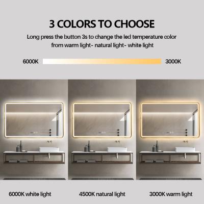 China LED Bathroom Mirror 60x80cm with Adjustable Color Temperature 3000K-6500K Anti-Fog for sale
