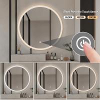 China Round LED Smart Mirror 3 Color Temperature Touch Control Anti-Fog 60cm for sale