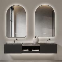 China Arch LED Bathroom Mirror with Anti-Fog Function, Time Display, and Touch Control for Modern Bathrooms for sale
