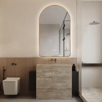 China Arch LED Bathroom Mirror with Anti-Fog Function, Time Display, and Touch Control for Modern Bathrooms for sale