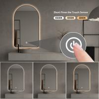 China Arch LED Bathroom Mirror with Anti-Fog Function, Time Display, and Touch Control for Modern Bathrooms for sale