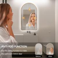 China Arch LED Bathroom Mirror with Anti-Fog Function, Time Display, and Touch Control for Modern Bathrooms for sale