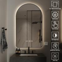 China Arch LED Bathroom Mirror with Anti-Fog Function, Time Display, and Touch Control for Modern Bathrooms for sale