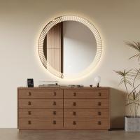 China Round LED Smart Mirror with 3 Color Temperature Adjustable Anti-Fog and Touch Control for sale