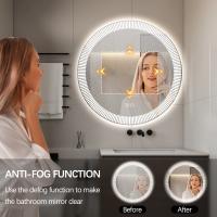 China Round LED Smart Mirror with 3 Color Temperature Adjustable Anti-Fog and Touch Control for sale